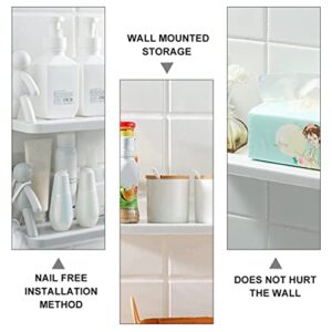 DOITOOL 2pcs Floating Shelves Wall Mounted Figure Ledge Display Plastic Wall Shelf Stick On Damage Free Removable Hanging Rack Wall Decor for Kitchen Bathroom Living Room