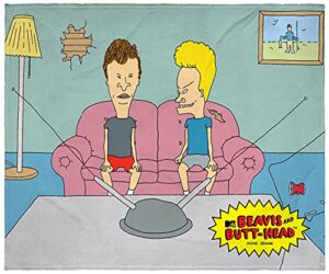 intimo mtv beavis and butt-head on couch show plush fleece throw blanket wall scroll