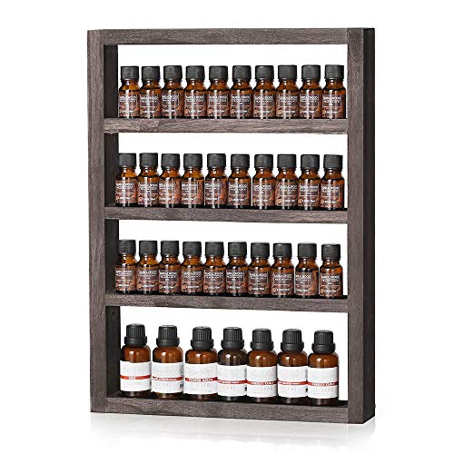 LIANTRAL Essential Oil Storage, Wall Mounted Wooden Display Shelf Rack for Essential Oils & Nail Polish, Essential Oil Wall Shelf, Espresso