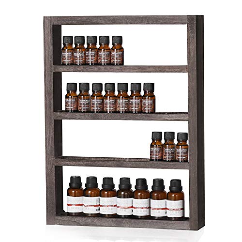 LIANTRAL Essential Oil Storage, Wall Mounted Wooden Display Shelf Rack for Essential Oils & Nail Polish, Essential Oil Wall Shelf, Espresso