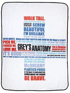 grey’s anatomy blanket quote cross super soft fleece plush throw blanket 46″ x 60″ white / one-size