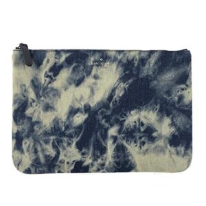 kate spade jackson tie dye denim large zip pouch clutch, blue multi