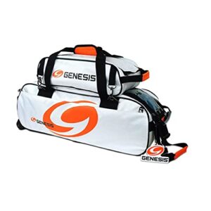 genesis bowling sport deluxe triple tote plus w/shoe bag – white