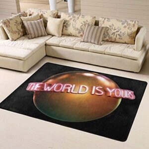 vacu al pacino scar-face the world is yours area rug carpet non-slip large floor mat, soft fuzzy indoor carpet bedside rug for kids nursery boys girls bedroom living room dorm home decor mat 63*48