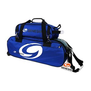 genesis bowling sport deluxe triple tote plus w/shoe bag – blue