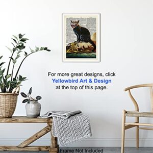 Cat Horror Movie Wall Art & Decor - Black Cat Decorations - Cat Themed Picture Prints - Creepy Gothic Goth Scary Movie Poster - Cat Lover Gifts for Women, Men - Funny Cat Lady Home Decor 8x10