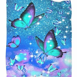 Butterfly Throw Blanket Super Soft Lightweight Flannel Fleece Blankets for Bed Couch Sofa, All Season Warm Cozy Plush Microfiber Blanket 60x50 inches