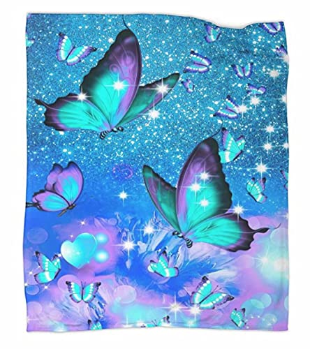 Butterfly Throw Blanket Super Soft Lightweight Flannel Fleece Blankets for Bed Couch Sofa, All Season Warm Cozy Plush Microfiber Blanket 60x50 inches