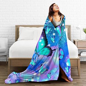 Butterfly Throw Blanket Super Soft Lightweight Flannel Fleece Blankets for Bed Couch Sofa, All Season Warm Cozy Plush Microfiber Blanket 60x50 inches