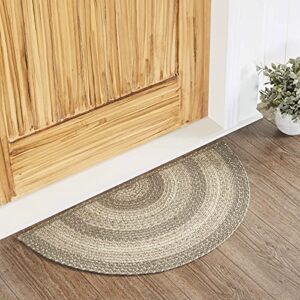 vhc brands cobblestone rug with pvc pad, jute blend, half circle, tan grey white, 16.5×33 inches