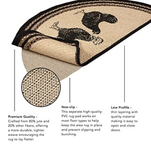 VHC Brands Cobblestone Rug with PVC Pad, Jute Blend, Half Circle, Tan Grey White, 16.5x33 inches