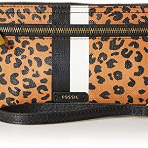 Fossil Women's Logan Leather RFID-Blocking Zip Around Clutch Wallet with Wristlet Strap