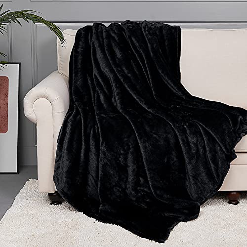 StangH Fleece Blankets Soft Fuzzy Blanket Throw Size for Couch, Flannel Lightweight Brushed Microfiber Dog Blanket for Sofa/Camping/Dorm, (Throw Size 50 x 60, Black)