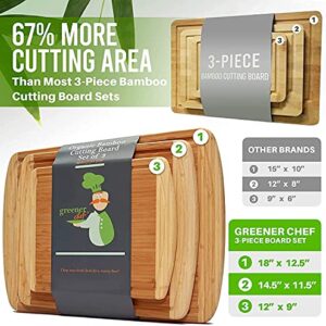 Organic Bamboo Cutting Board Set of 3 with Lifetime Replacements - Wood Cutting Board Set with Juice Groove - Wooden Chopping board Set for Kitchen, Meat and Cheese - Wooden Cutting Boards for Kitchen