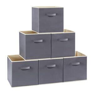 lifewit collapsible storage cubes 11 inch foldable fabric bins multi-color organizers decorative organizing baskets for shelves for closet, utility room, storage room set of 6 grey