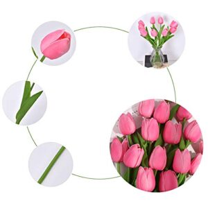 30pcs Real Touch Tulips PU Artificial Flowers, Fake Tulips Flowers for Arrangement Wedding Party Easter Spring Home Dining Room Office Decoration. (Pink, 14" Tall)