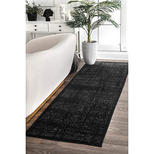 nuLOOM Arlena Vintage Runner Rug, 2' 6" x 6', Black