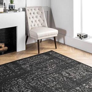 nuLOOM Arlena Vintage Runner Rug, 2' 6" x 6', Black