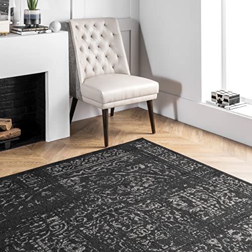 nuLOOM Arlena Vintage Runner Rug, 2' 6" x 6', Black