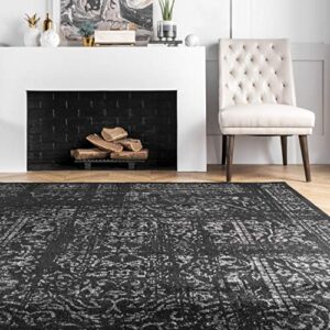 nuLOOM Arlena Vintage Runner Rug, 2' 6" x 6', Black