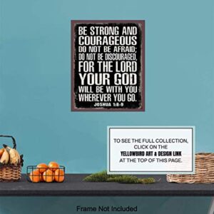 Be Strong and Courageous Scripture Wall Art - Masculine Christianity- Religious Gifts for Men - Christian Gifts for Men - Catholic Gifts - Unframed Inspirational Motivational Photo Sign - Joshua 1 9