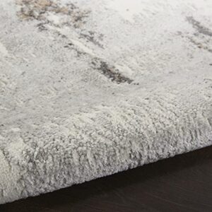 Nourison Elation Abstract Grey Ivory 2'3" x 7'6" Area -Rug, Easy -Cleaning, Non Shedding, Bed Room, Living Room, Dining Room, Kitchen (2x7)