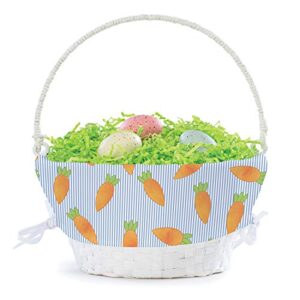 Personalized Easter Egg Basket for Boy with Handle and Custom Name | Carrot Easter Basket Liners | White Basket | Woven Easter Baskets for Kids | Customized Easter Basket | Gift for Easter