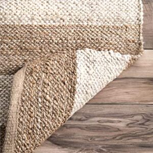 nuLOOM Alisia Flatweave Stripes Jute Runner Rug, 2' 6" x 6', Off-white