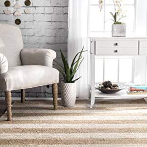 nuLOOM Alisia Flatweave Stripes Jute Runner Rug, 2' 6" x 6', Off-white