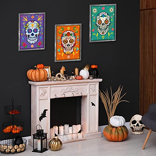 6 Pieces Sugar Skull Wall Art Decorations Day of The Dead Poster Decor Mexican Day of The Dead Fiesta Party Sugar Skull Decor Art Prints for Living Room Bedroom Office Home Wall Decor, 8 x 10 Inch