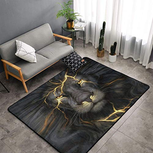 Astede Cool 3D Lion Head Animal Pattern Area Rug Non Slip Comfort Yoga Mat Floor Carpet Home Decor for Living Room Bedroom 60x39 Inch