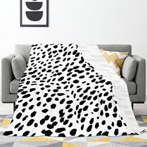 zhxr dalmatian print flannel throw blankets, anti-pilling lightweight cozy blanket for couch sofa bed,decorative plush blanket all season(50″x60″)