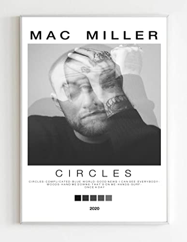 Mac Miller - Circles Album Cover Poster Print With Track List and Color Tiles - 11" x 17" inches Ready to Frame - Wall Art