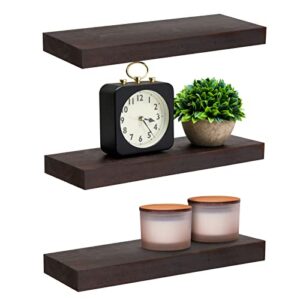 farmlyn creek set of 3 dark brown wooden floating shelf for nursery, office, bedrooms, space saving (15.7 x 5.5 x 1.5 in)