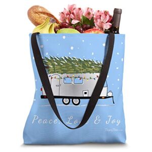 Peace Love & Joy Christmas Vintage Airstream Camper Streamin Tote Bag