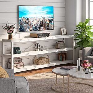 sofa table, 3 tiers tv stand 70.8 inches console table extra long tv console with storage shelves for living room, entryway