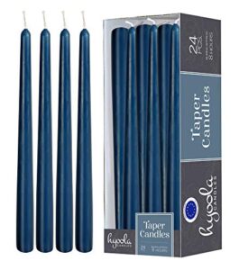 hyoola tall taper candles – midnight blue dripless dinner candle sticks – paraffin wax with cotton wicks – 10 inch (25cm) – 8 hour burn time (24 pack)