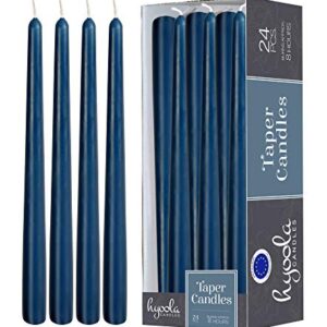 Hyoola Tall Taper Candles - Midnight Blue Dripless Dinner Candle Sticks - Paraffin Wax with Cotton Wicks - 10 Inch (25cm) - 8 Hour Burn Time (24 Pack)