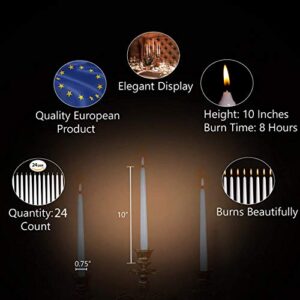 Hyoola Tall Taper Candles - Midnight Blue Dripless Dinner Candle Sticks - Paraffin Wax with Cotton Wicks - 10 Inch (25cm) - 8 Hour Burn Time (24 Pack)