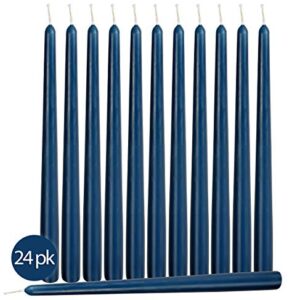 Hyoola Tall Taper Candles - Midnight Blue Dripless Dinner Candle Sticks - Paraffin Wax with Cotton Wicks - 10 Inch (25cm) - 8 Hour Burn Time (24 Pack)