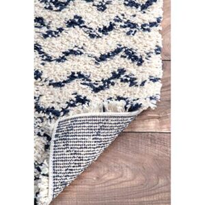 nuLOOM Cuellar Chevron Shag Area Rug, 4' x 6', Navy