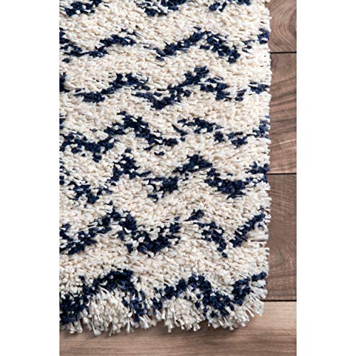 nuLOOM Cuellar Chevron Shag Area Rug, 4' x 6', Navy