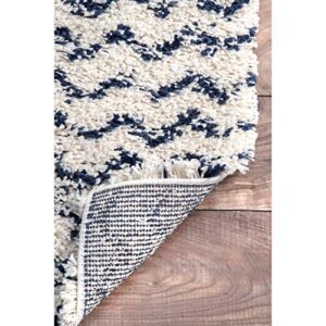 nuLOOM Cuellar Chevron Shag Area Rug, 4' x 6', Navy