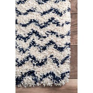 nuLOOM Cuellar Chevron Shag Area Rug, 4' x 6', Navy