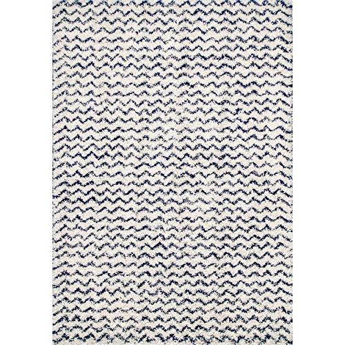 nuLOOM Cuellar Chevron Shag Area Rug, 4' x 6', Navy