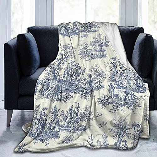 Toile Fleece Throw Blanket for Couch Sofa or Bed Throw Size, Soft Fuzzy Plush Blanket, Luxury Flannel Lap Blanket, Super Cozy and Comfy for All Seasons 50 x 60 inch…