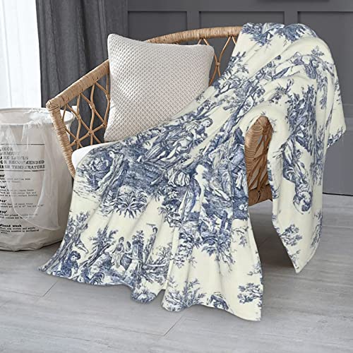 Toile Fleece Throw Blanket for Couch Sofa or Bed Throw Size, Soft Fuzzy Plush Blanket, Luxury Flannel Lap Blanket, Super Cozy and Comfy for All Seasons 50 x 60 inch…