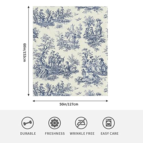 Toile Fleece Throw Blanket for Couch Sofa or Bed Throw Size, Soft Fuzzy Plush Blanket, Luxury Flannel Lap Blanket, Super Cozy and Comfy for All Seasons 50 x 60 inch…