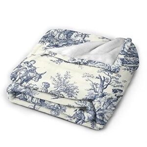 Toile Fleece Throw Blanket for Couch Sofa or Bed Throw Size, Soft Fuzzy Plush Blanket, Luxury Flannel Lap Blanket, Super Cozy and Comfy for All Seasons 50 x 60 inch…