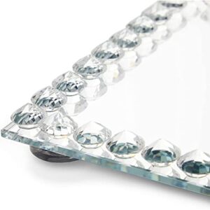 Small Mirrored Crystal Bead Serving Tray (9.4 x 5.75 x 1 Inches)